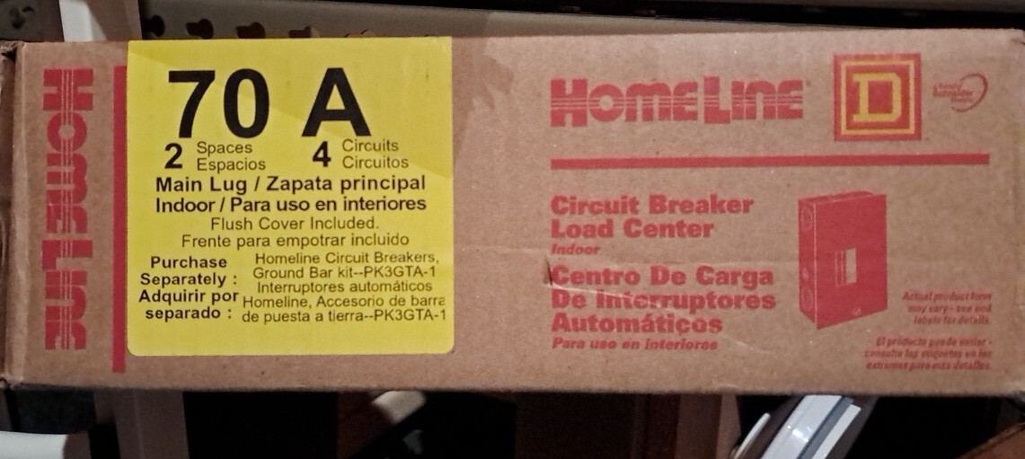Square D Load Center Hom2-4l70 Homeline With 2 Twin 15 Amp Homt1515 ...
