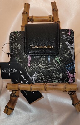 Tahari NWT Unisex Mini Essentials Vegan Leather RFID Card Case Parisian ...