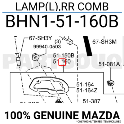 BHN151160B Genuine Mazda LAMP(L),RR COMB BHN1-51-160B | eBay