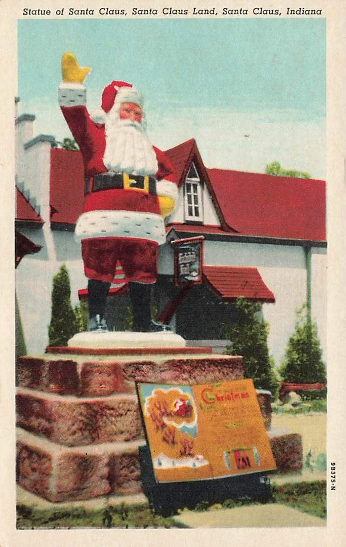 IN-Santa Claus, Indiana-Statue of Santa Claus at Santa Claus Land 1949 ...
