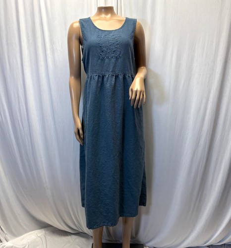 Erika and Co Womens Sleeveless Denim Dress Size Petite Medium Vintage ...