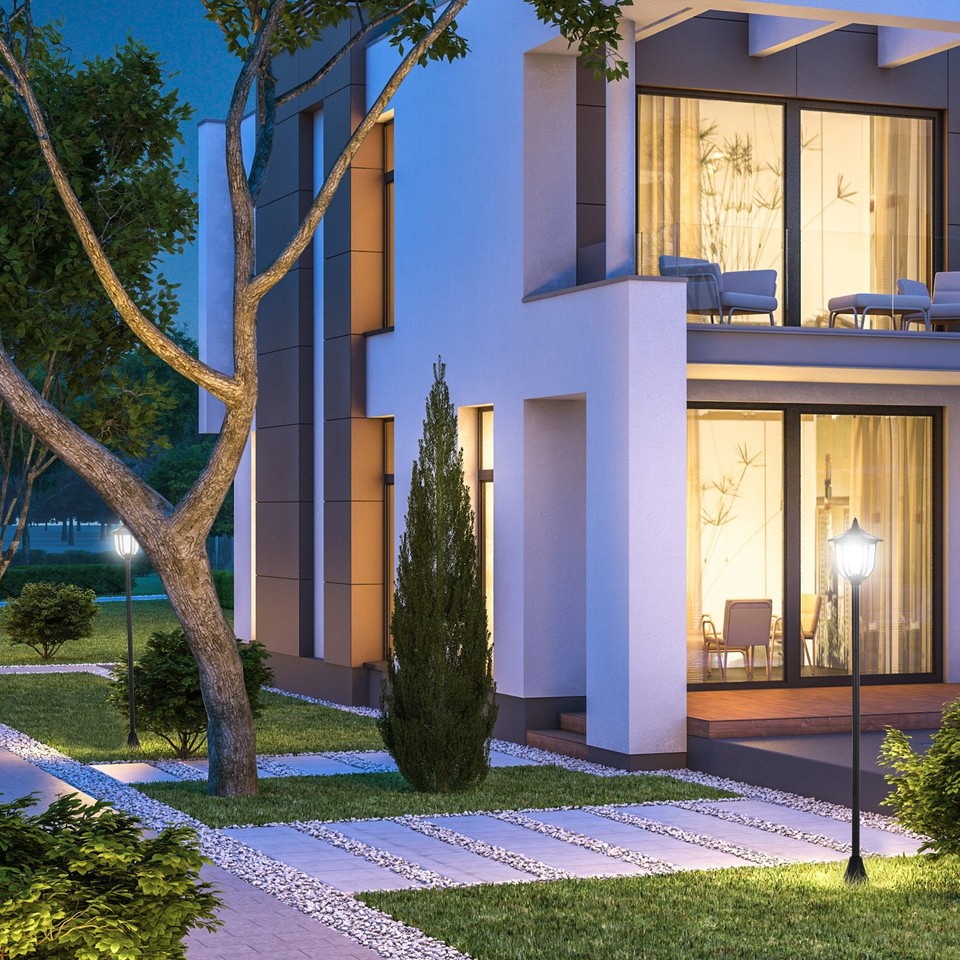 Outsunny 2 PCS LED Garden Lights Lamp Solar Powered Lantern Auto Switch ...