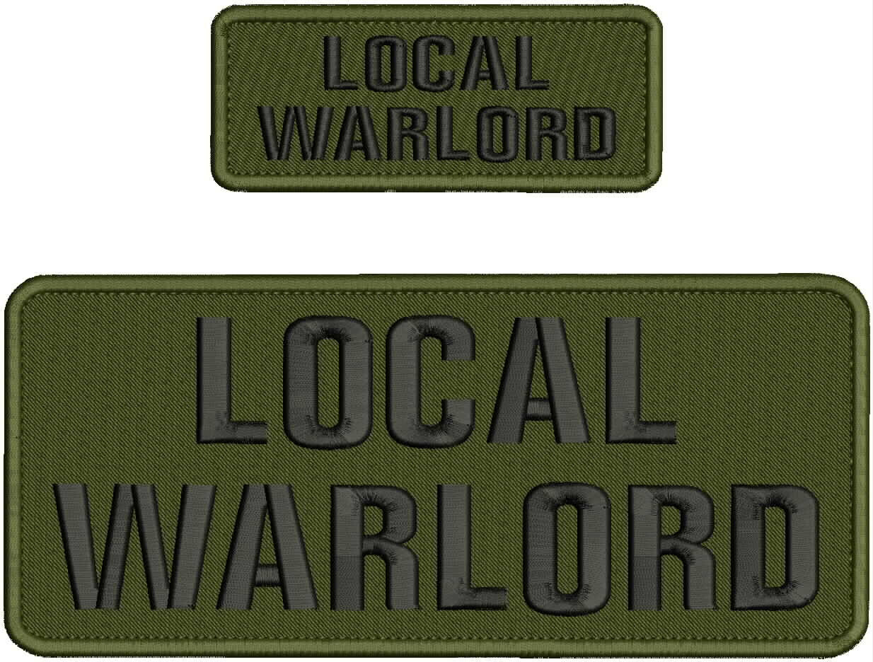 LOCAL WARLORD EMBROIDERY PATCH 4X10 & 2X5 HOOK ON BACK BLKL on od green | eBay