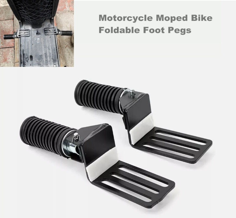 Motorcycle Moped Bike Foldable Foot Pegs Pedal Front Foot Rest Aluminum ...