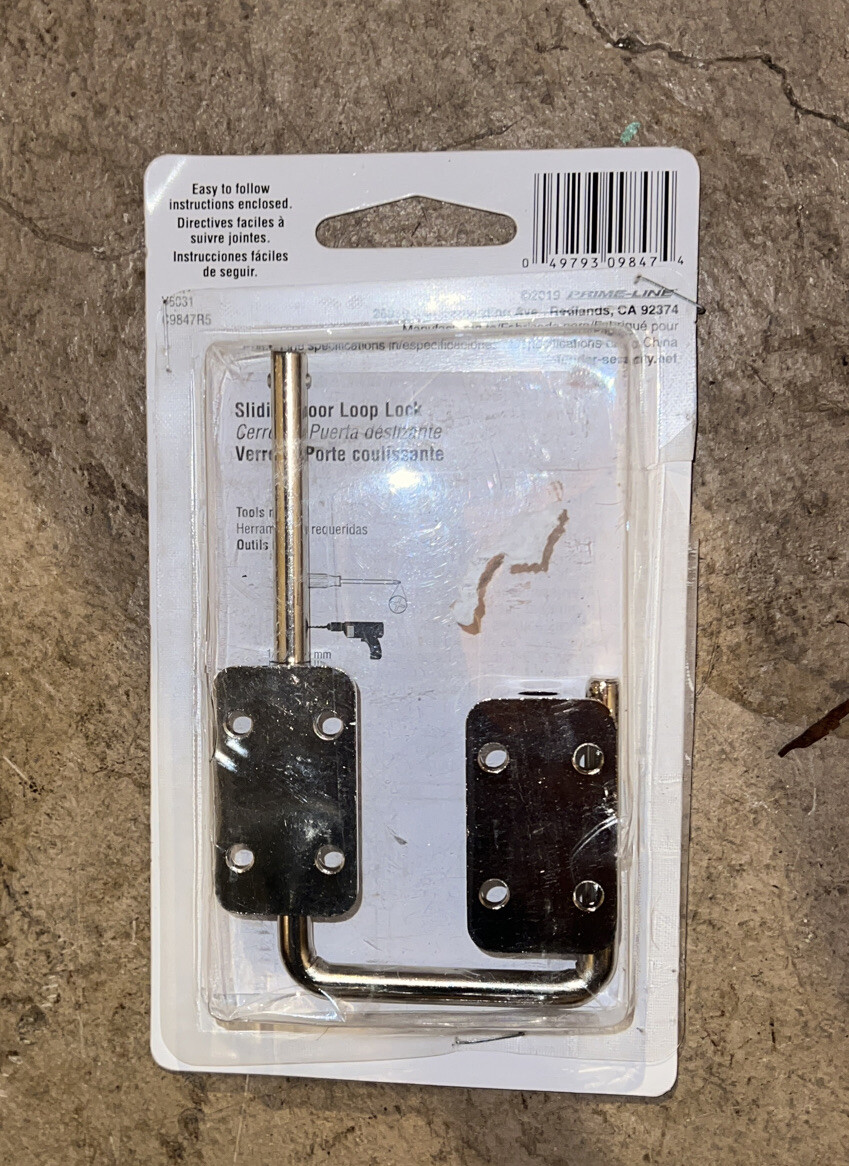 Sliding Door Loop Lock 2-1/8'' Hardened Steel Bar w/Diecast Base Chrome ...