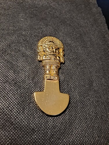 GOLD PLATED MADE IN PERU AZTEC MAYAN PENDANT OR PAPERWEIGHT! e6491UXX ...