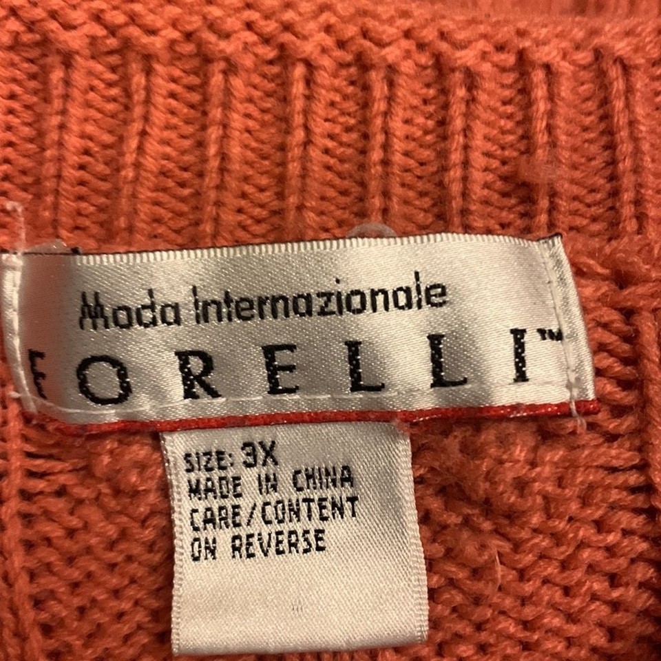 Forelli Orange Mock Neck Cable Knit Sweater- Size 3X | eBay