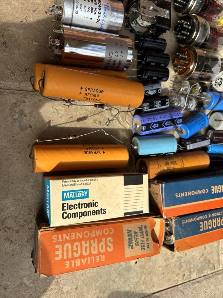 ⭐️Vtg Vacuum Tube & Capacitor Lot⭐️NOS RCA GE Sylvania Sprague Mallory⭐ ...