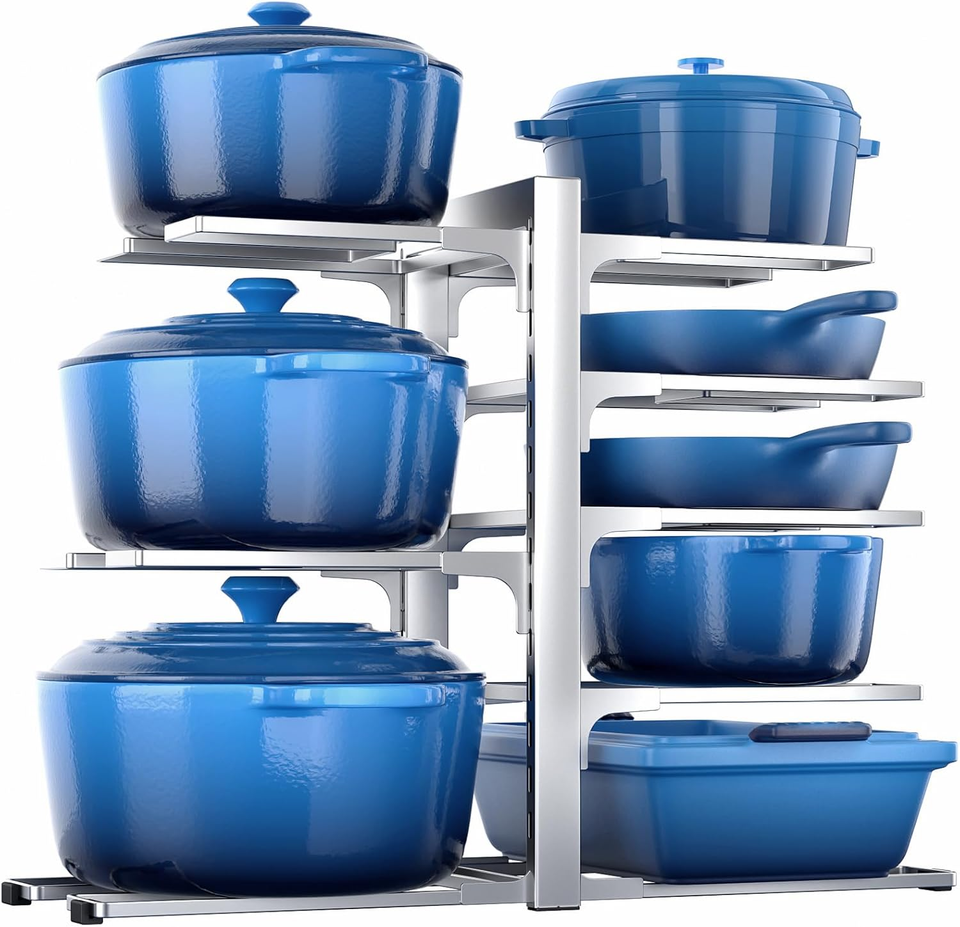 8-Tier Pots and Pans Organizer under Cabinet, Kitchen Cabinet ...