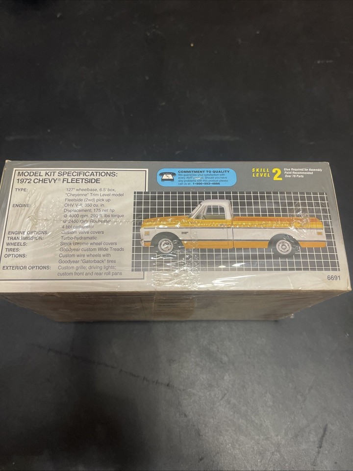 Vintage AMT/Ertl 1972 Chevrolet Fleetside Pickup 1/25 Scale Model Kit ...