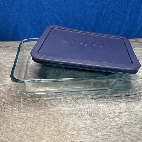 Pyrex Simply Store Glass Rectangular Food Container with Dark Blue Lid ...