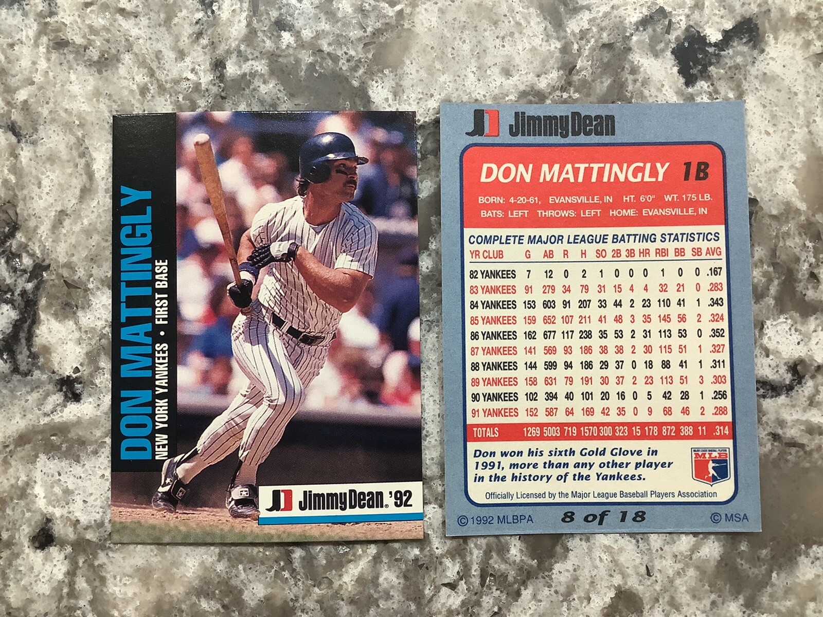 Don Mattingly 1992 Jimmy Dean #8 Of 18 NRMT To Nrmt/mint | eBay