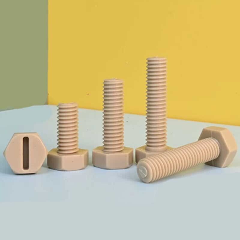 M4 PEEK Plastic Slotted Slot External Hex Head Screw Pure Resin Bolt ...
