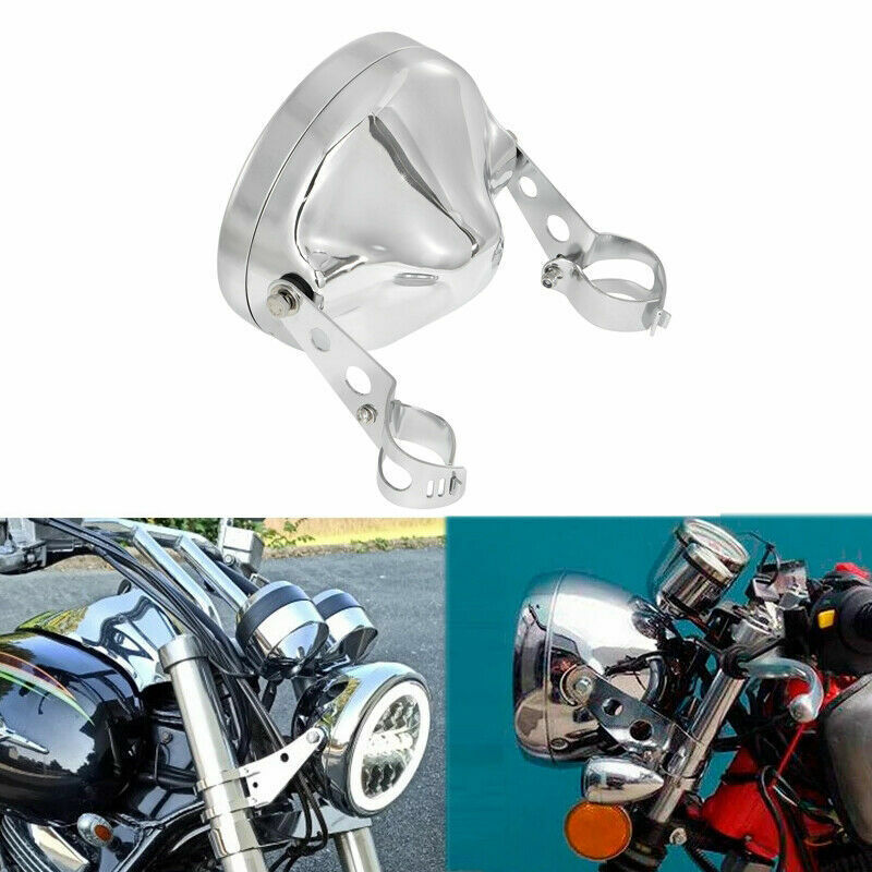 Chrome 7inch Headlight Headlamp Bucket Motorcycle LED Shell Housing For ...