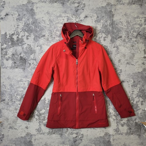 Marmot Womens Jacket Small Red Hooded Shell Insulated Ski Zip A | eBay