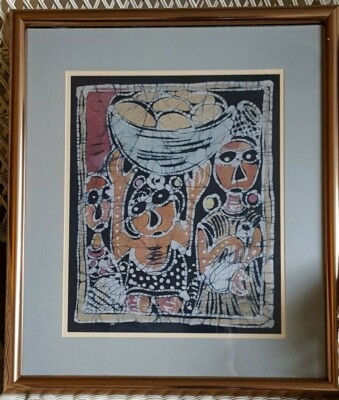 VINTAGE Original Hand Dyed BATIK Figures Double Matted & Framed | eBay