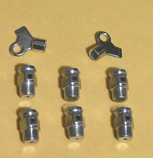 6 Radiator Nickel Plated Brass Air Vent Bleeder Coin Valves 1/8" MIP ...