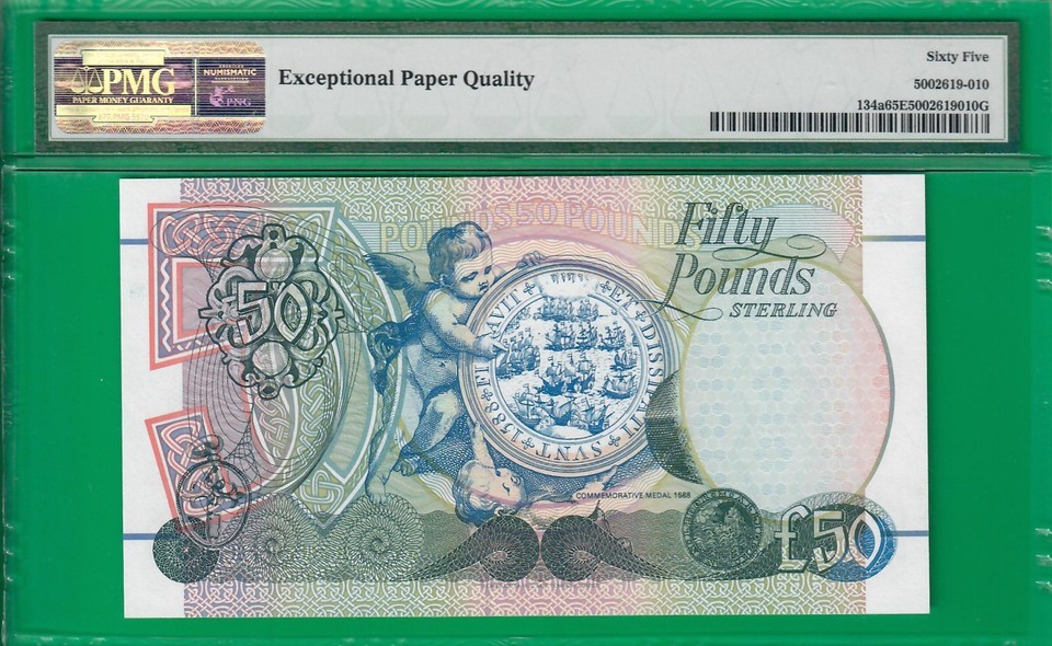 Northern Ireland 50 pounds 1994, P134a, PMG Gem UNC 65 EPQ, fancy ...