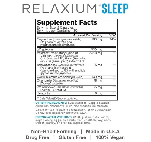 RELAXIUM SLEEP 120 Capsules - Dietary Supplement for Better Sleep - Exp ...
