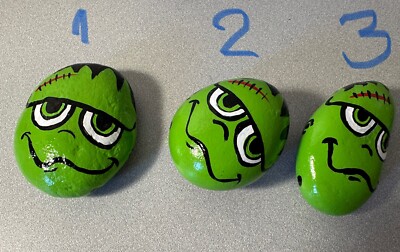 Frankenstein Rocks, Hand Painted Frankenstein Rocks, Halloween | eBay