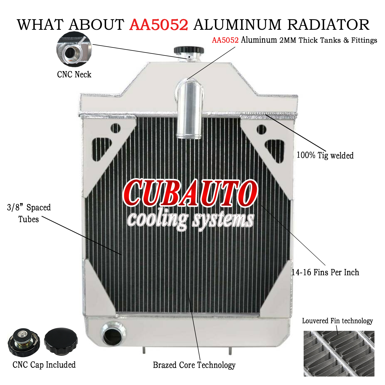 Aluminum Tractor Radiator For Case IH 430 530 580 580B 480C 430CK 580B ...
