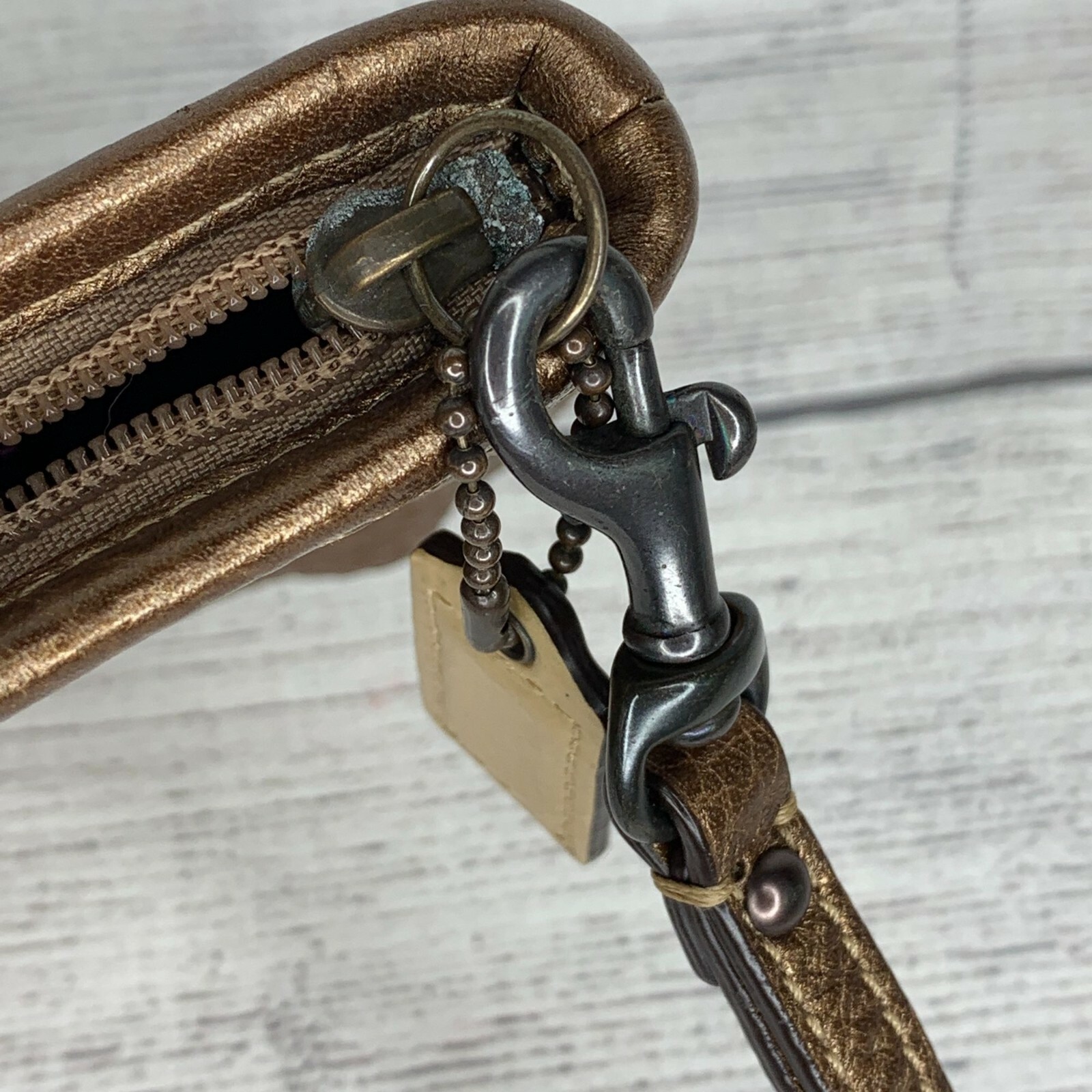 Coach Bronze Copper Madison Pebbled Leather Clutch Wr… - Gem