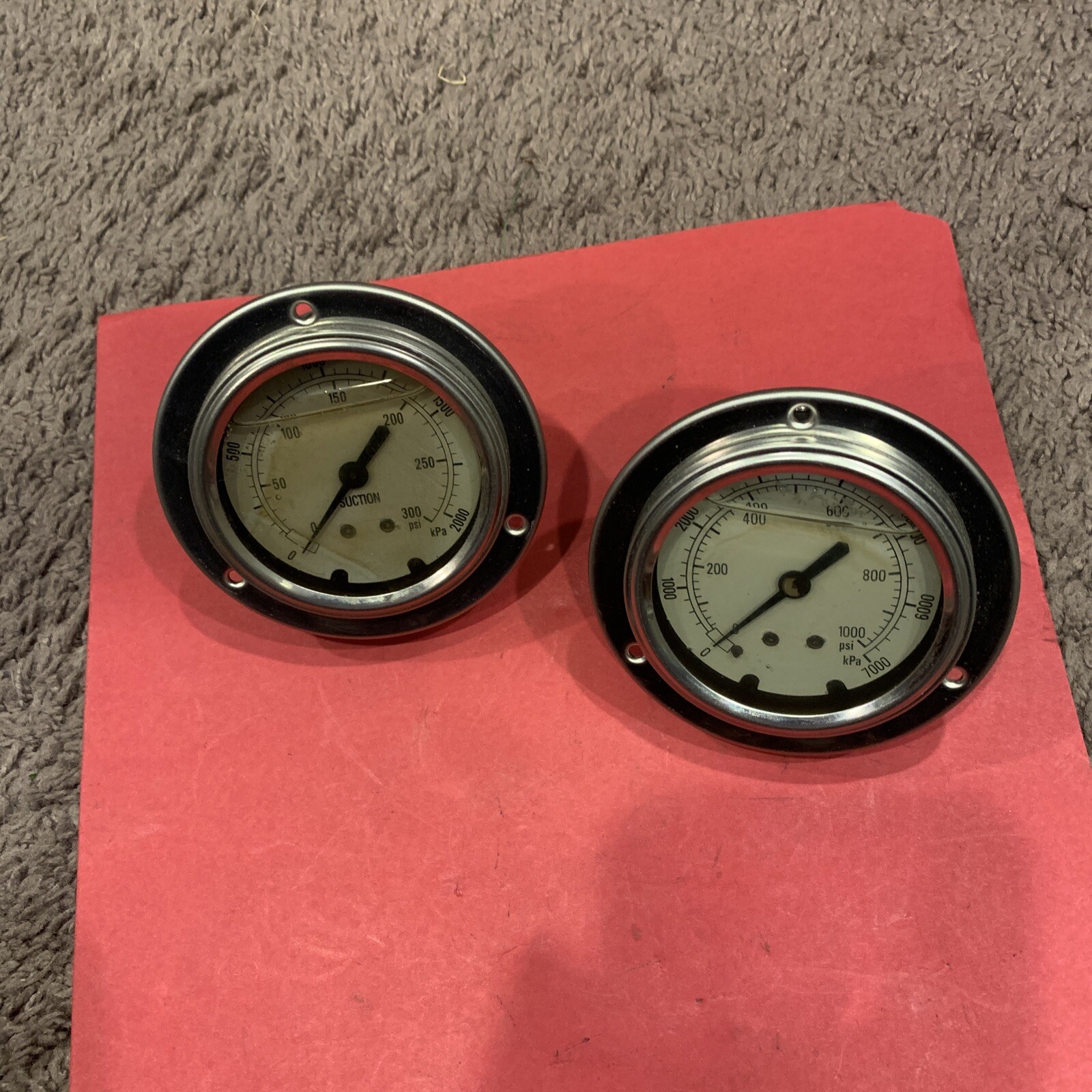 2- 2 1/2" SS 0-300PSI & 0-1000PSI 1/8 NPT Glycerin Oil Filled Panel ...