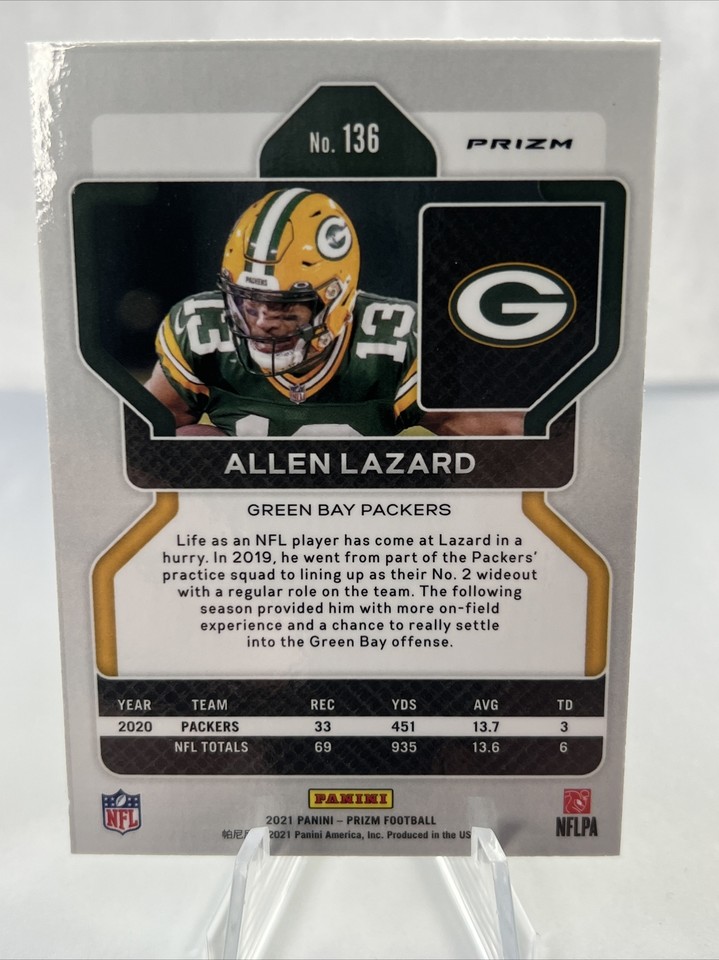 2021 Panini Prizm Allen Lazard Neon Green- Green Bay Packers Color ...