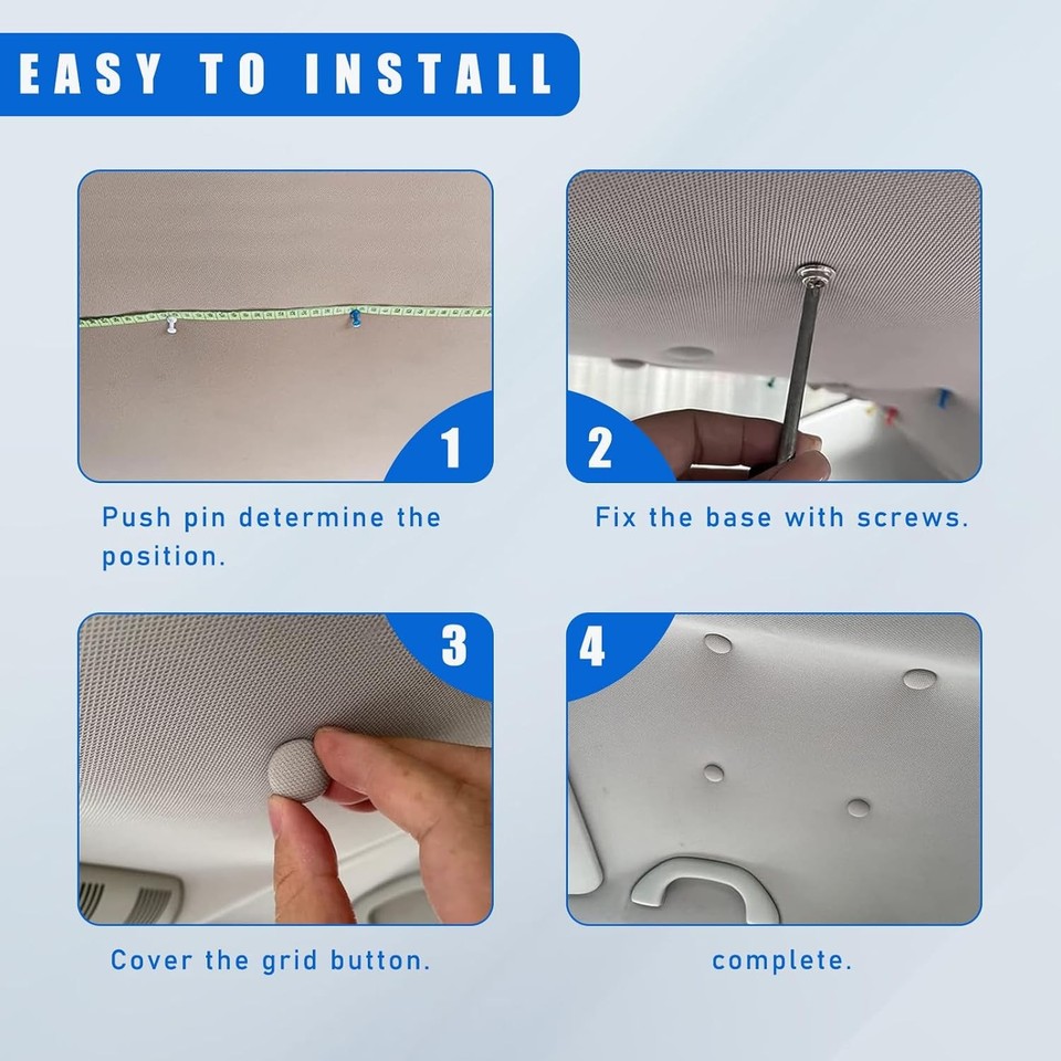 60 PCS Car Roof Headliner Repair Kit, Auto Snap One Size, Grid Black | eBay