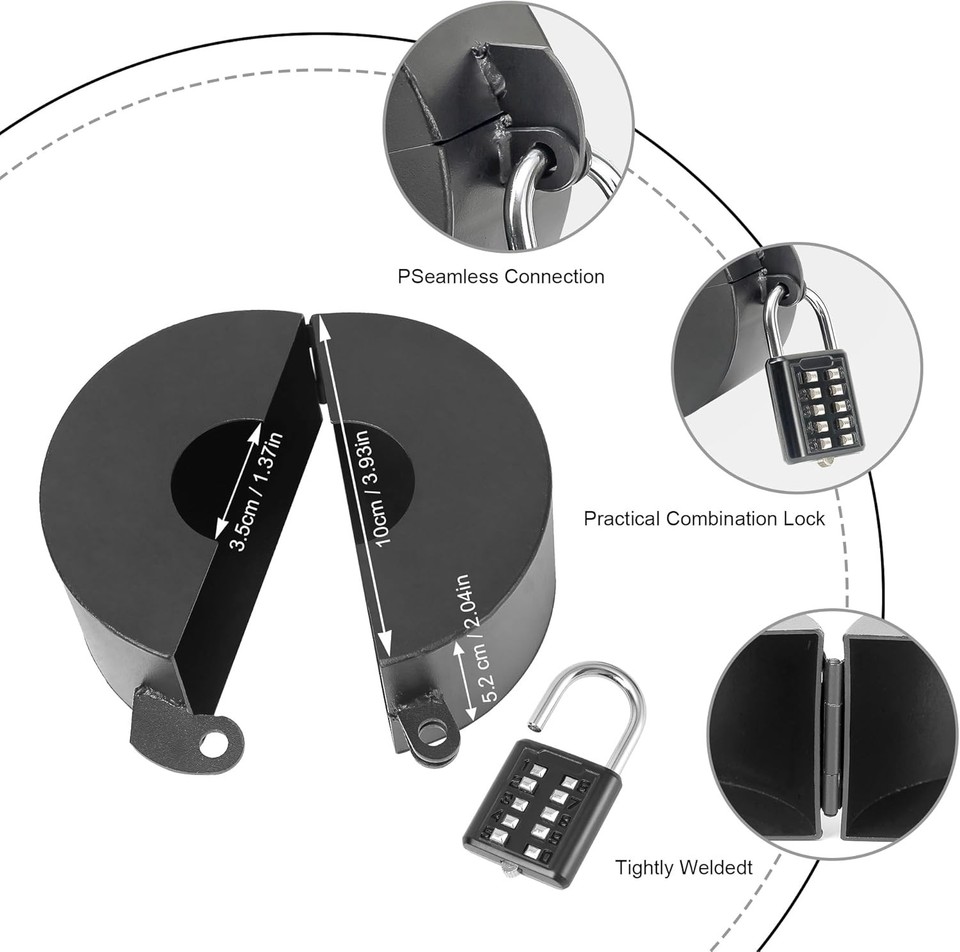 Door Knob Lockout Device with Padlock,Temporary Handle Lock Cover Black ...