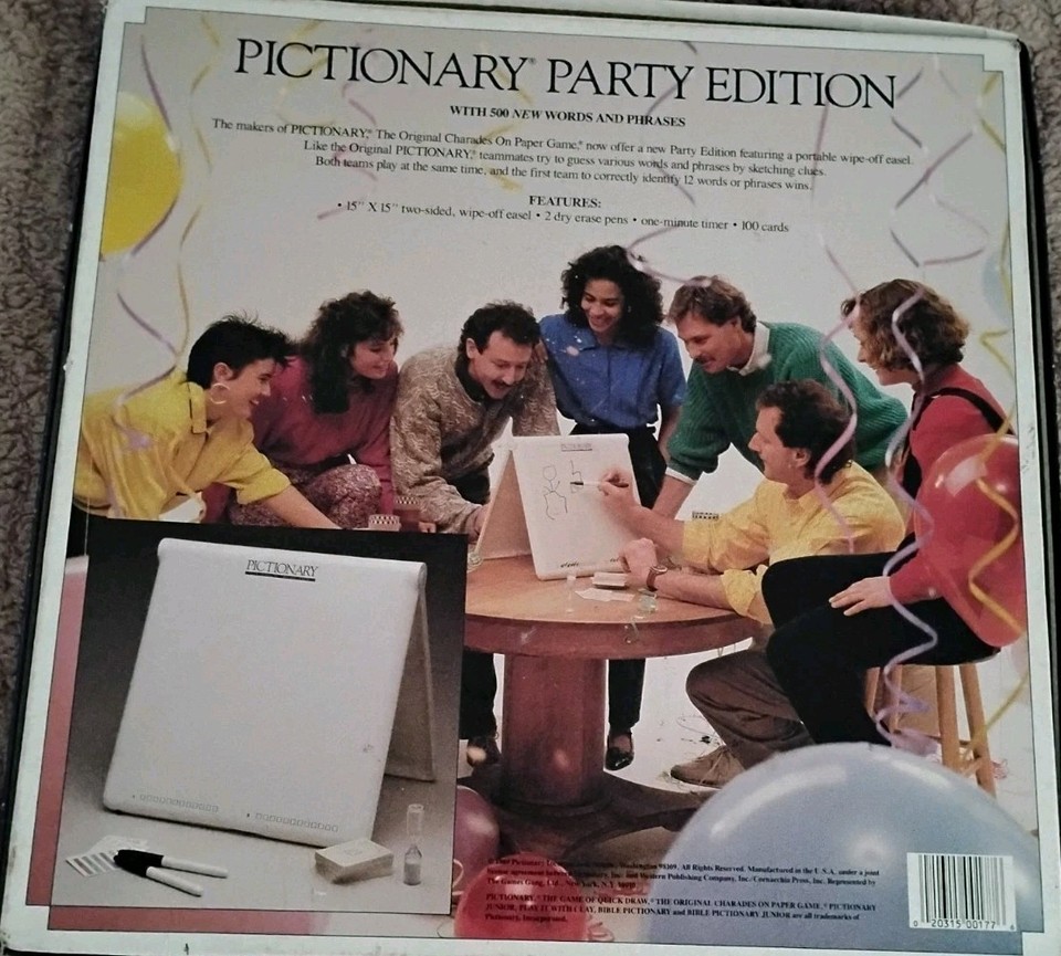 Pictionary Party Edition Vintage 1989 Classic Drawing Board Game ...