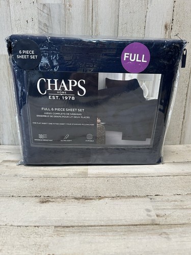 CHAPS by Ralph Lauren 6-piece Full Sheet Set Sheets/4 Pillowcases Navy ...