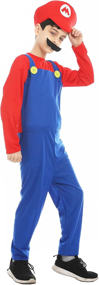 Boys Super Brothers Costume Plumber Cosplay Halloween Costume for Kids ...