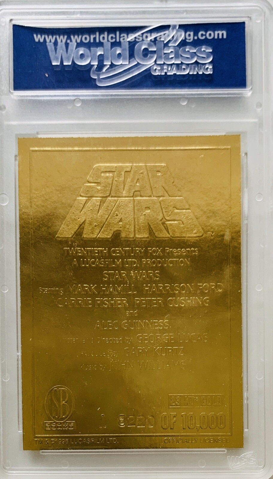 1996 Score Board 23KT Gold Star Wars WCG Graded 10 Gem Mint Set of 7 ...