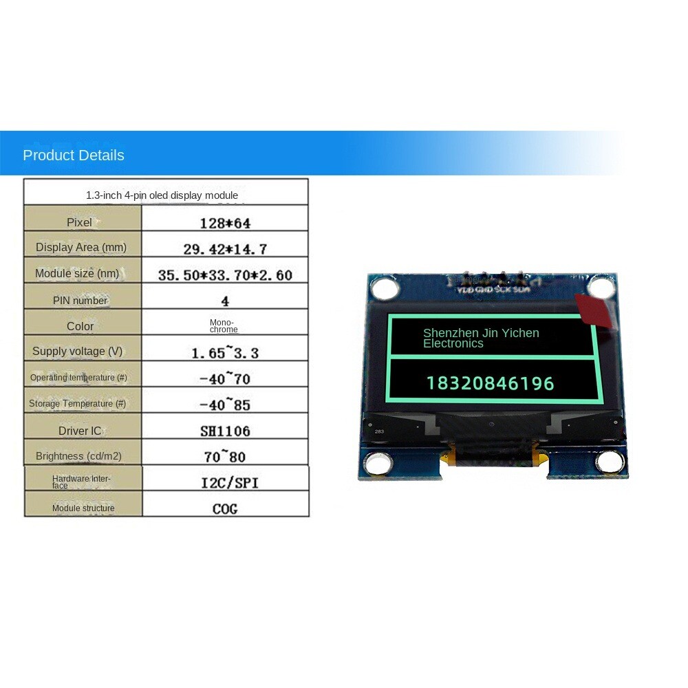 1.3 inch Display Module OLED Screen Display OLED LCD Display Module | eBay