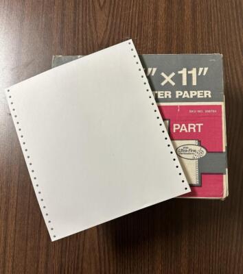 100 Sheets White Tractor Feed Continuous Printer Paper Dot Matrix | eBay