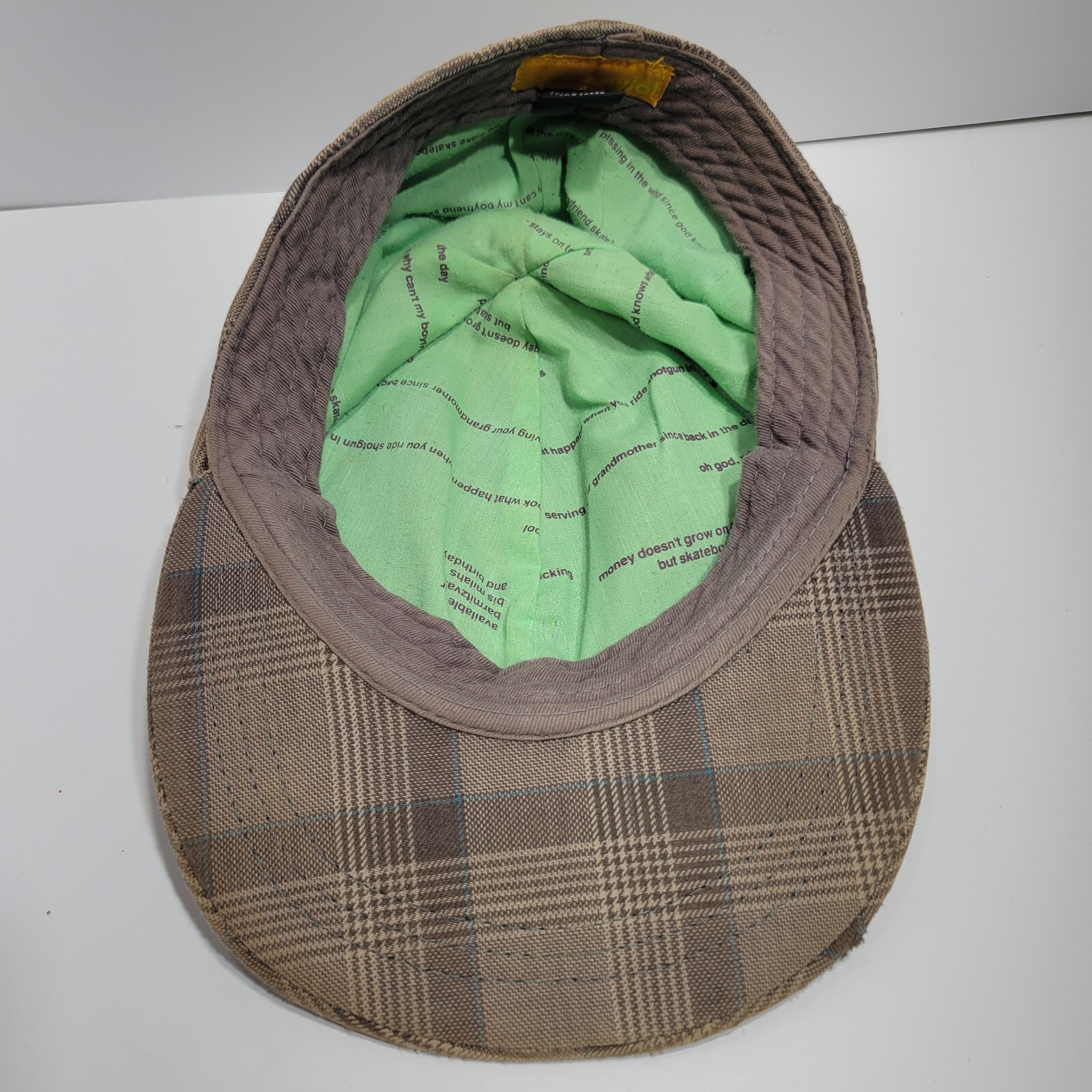 Enjoi Skateboard Fitted Baseball Cap Hat Mens One Size Brown Plaid ...