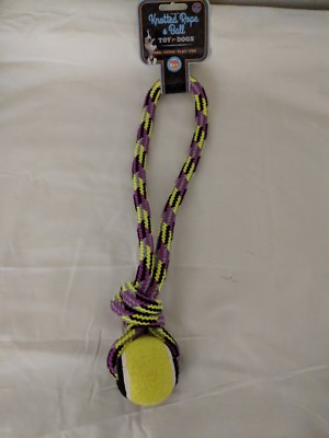Bow Wow Pet New Knotted Rope & Ball Pet Dog Puppy Pull Fetch Toy Purple ...