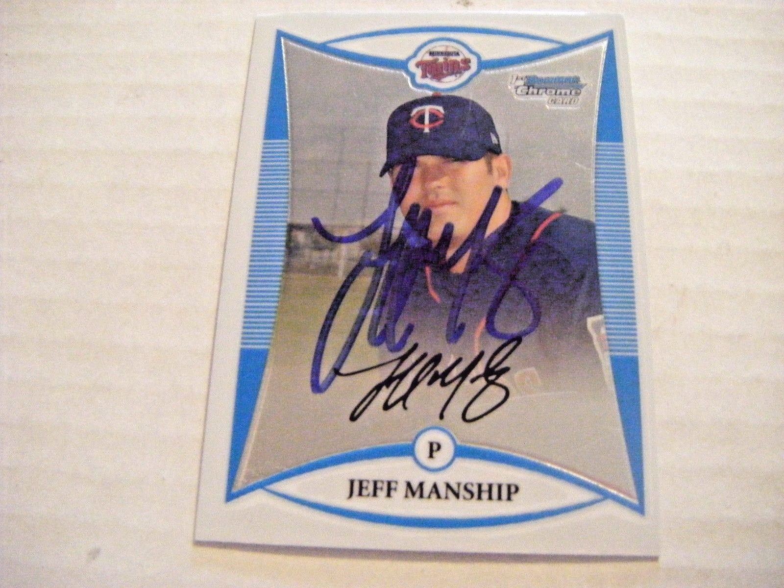 JEFF MANSHIP signed INDIANS TWINS 2008 Bowman Chrome baseball card AUTO ...