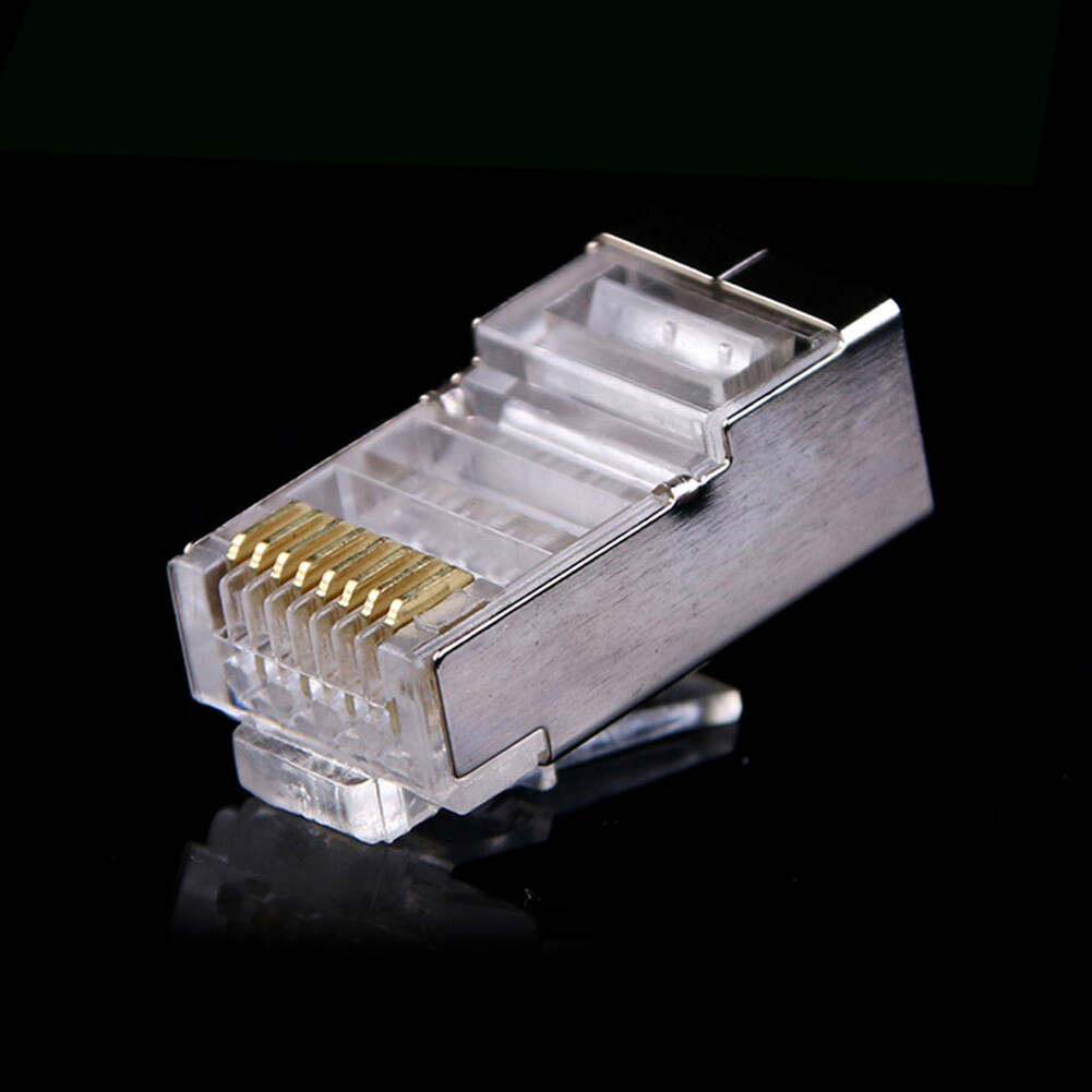 Cat6 Crystal RJ45 Modular Network Connector Adapter w/Metal Shield ...