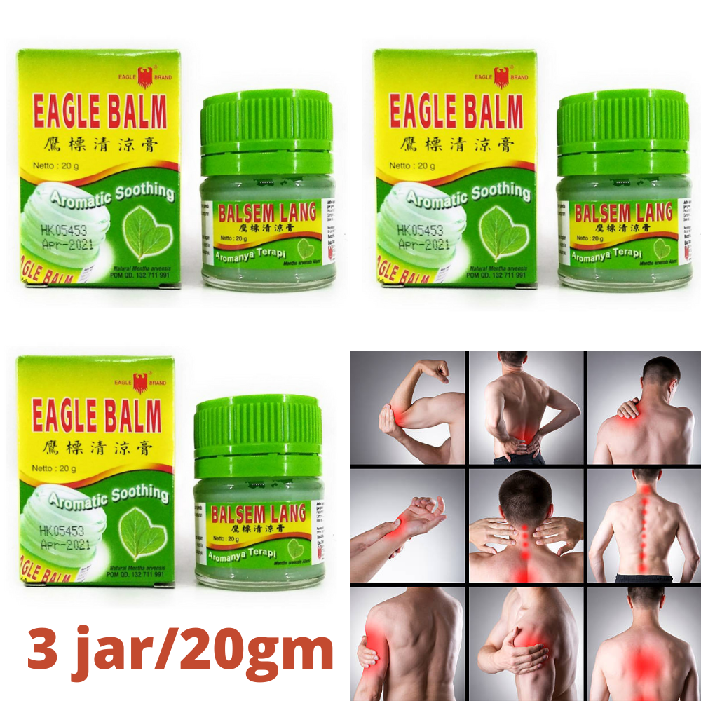 3x Eagle Balsem Gosok Less Sticky Muscle Pain Relief Cool & Soothing ...