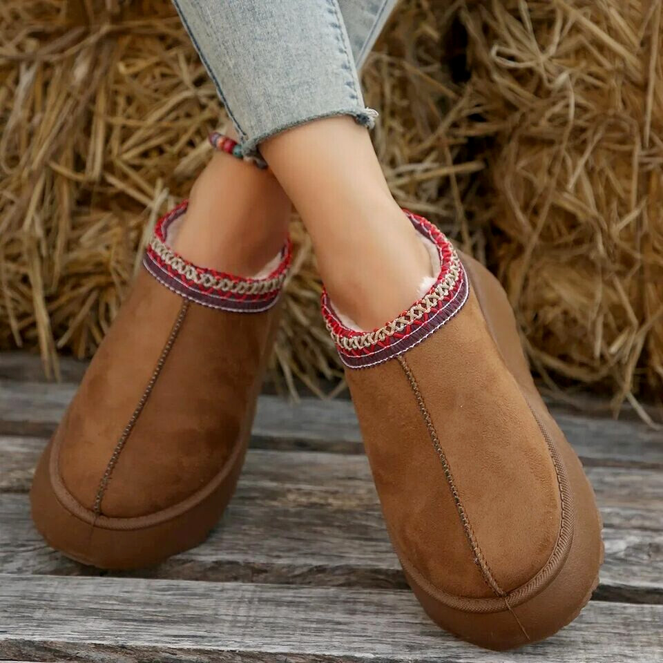 Women's Suede Ankle Boots Warm Lined Round Toe Non-Slip Low Top Thick ...