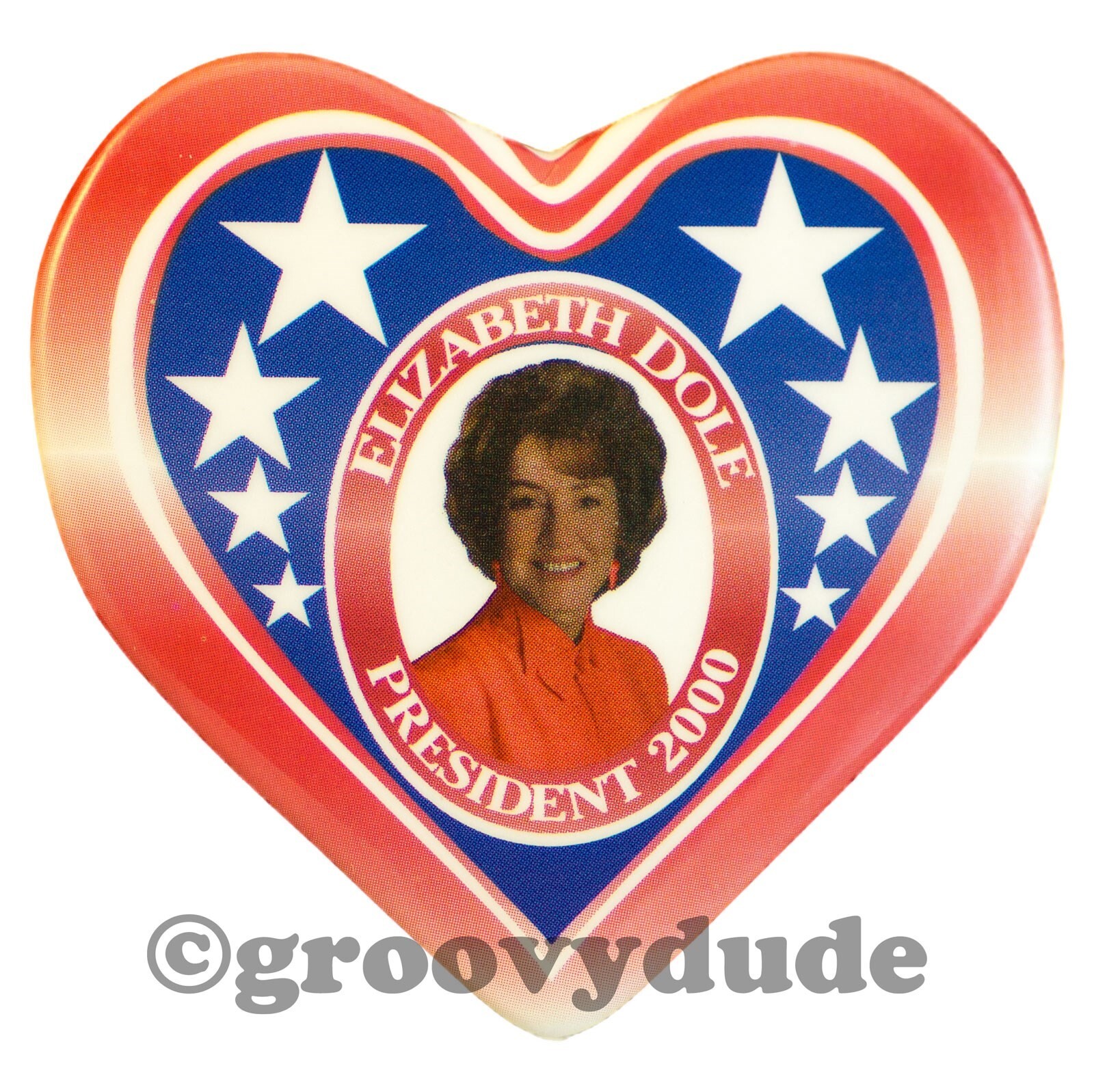 Elizabeth Dole For President 2000 Photo Campaign Heart Pin Pinback ...