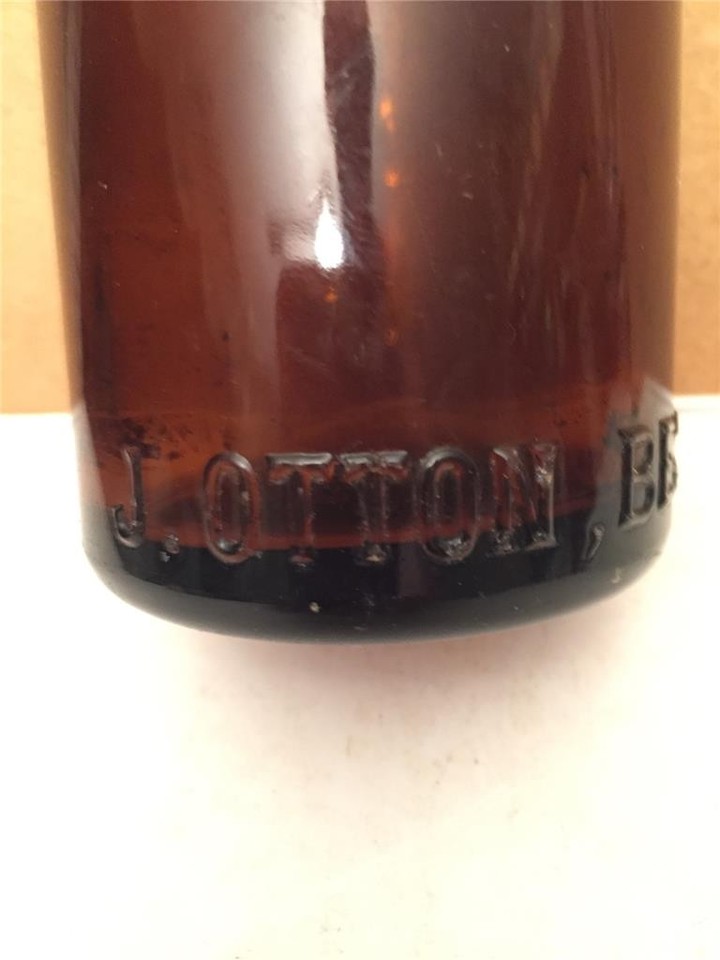 Scarce Vintage J OTTON BEGA Amber Glass Ginger Beer Bottle Dumpy Crown ...