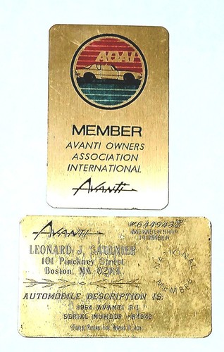 Avanti Owners Association International Wallet ID Cards | eBay