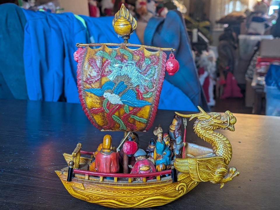 Vintage Japanese Celluloid Figurines Of The Seven Lucky Gods, And A ...