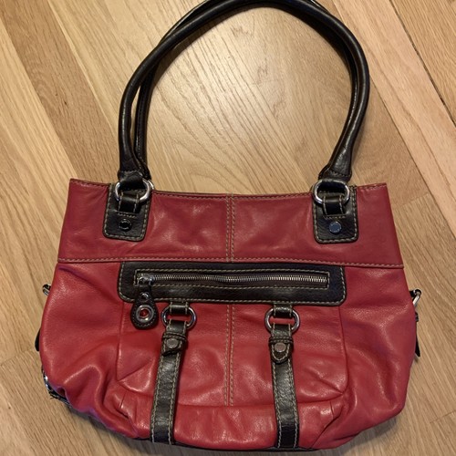 Tignanello Brick Red Pebbled Leather Handbag Shoulder Bag Satchel Hobo ...