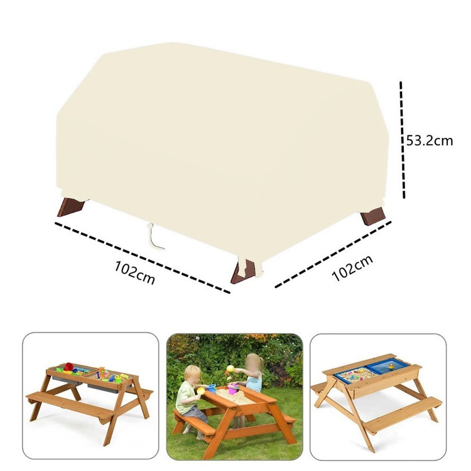 Kids Picnic Table Cover Garden Play Area Mesh Vents Quick Installation ...