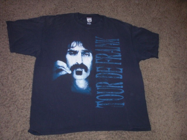 Vintage FRANK ZAPPA blue DOUBLE SIDED Anvil short sleeve shirt 2XL tour ...