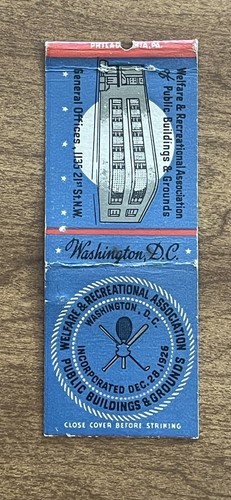 Welfare & Recreational Assoc Washington DC Vintage Matchbook Cover | eBay